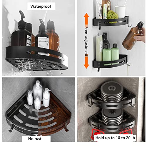 DHDestined Fateful 2 Pack Adhesive Corner Shower Caddy Organizer Shelf, No Drilling Kitchen Racks Shower Organizer Basket, Aluminum Storage Organizer for Shower Bathroom Kitchen Toilet