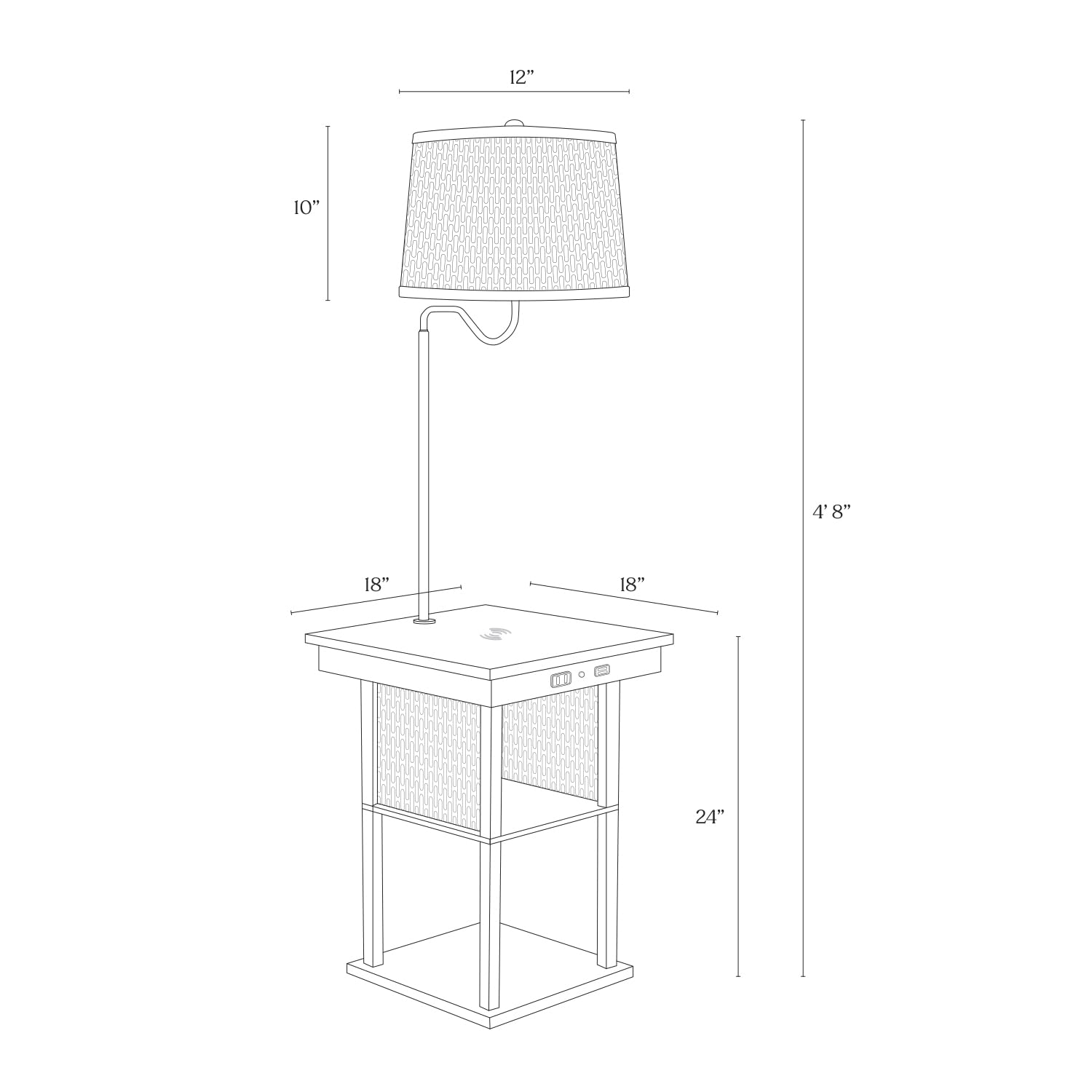 Brightech Madison w. Table & Lamp Combo, Desk Lamp with Wireless Charging Pad and USB Port, Bedside Reading Lamp, Nightstand Lamp with LED Bulb for Bedroom, Living Room, Office - Classic Black