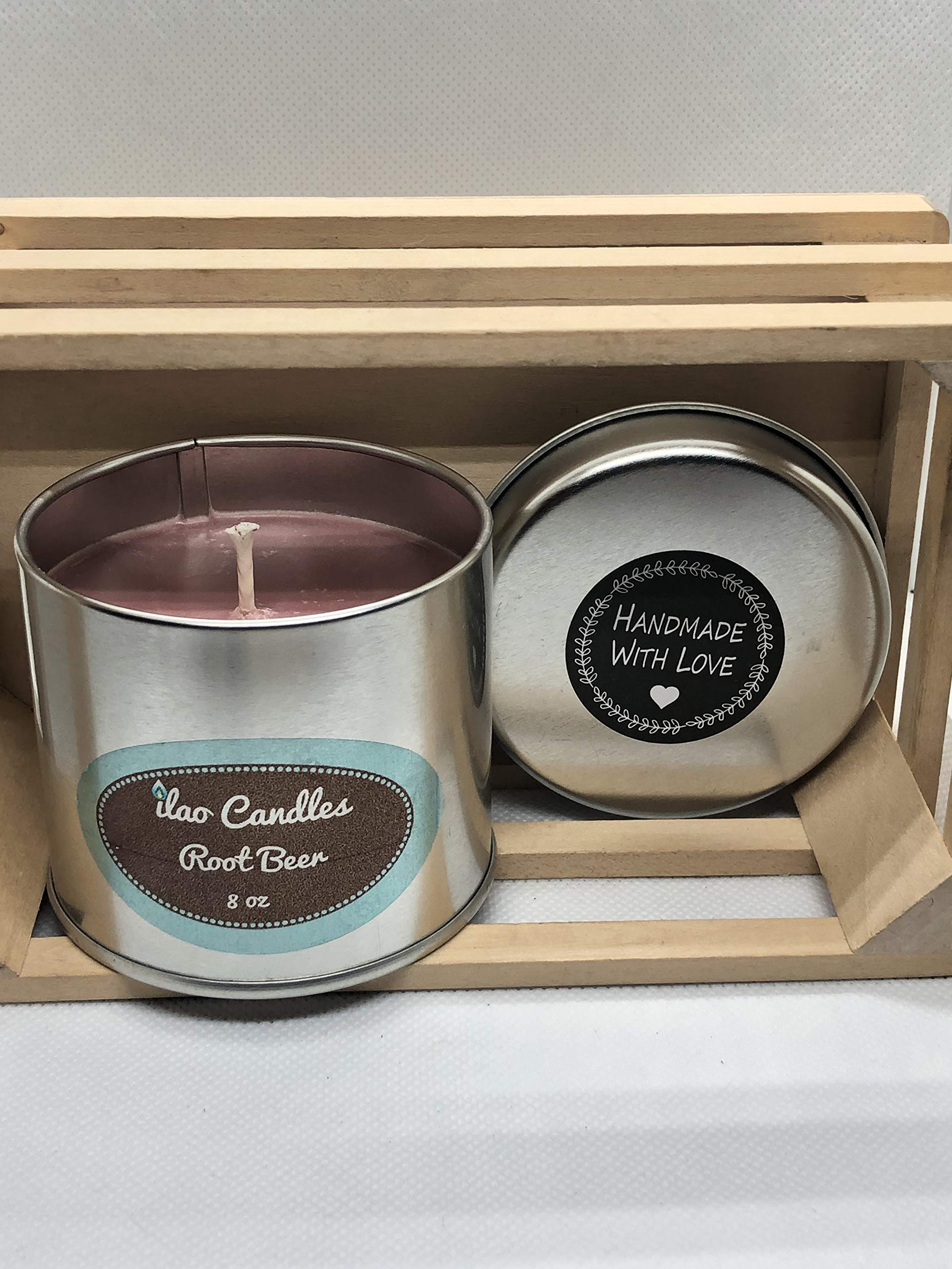 Root Beer 8 oz Tin Jar Pure Soy Wax Candle Hand Poured in the USA