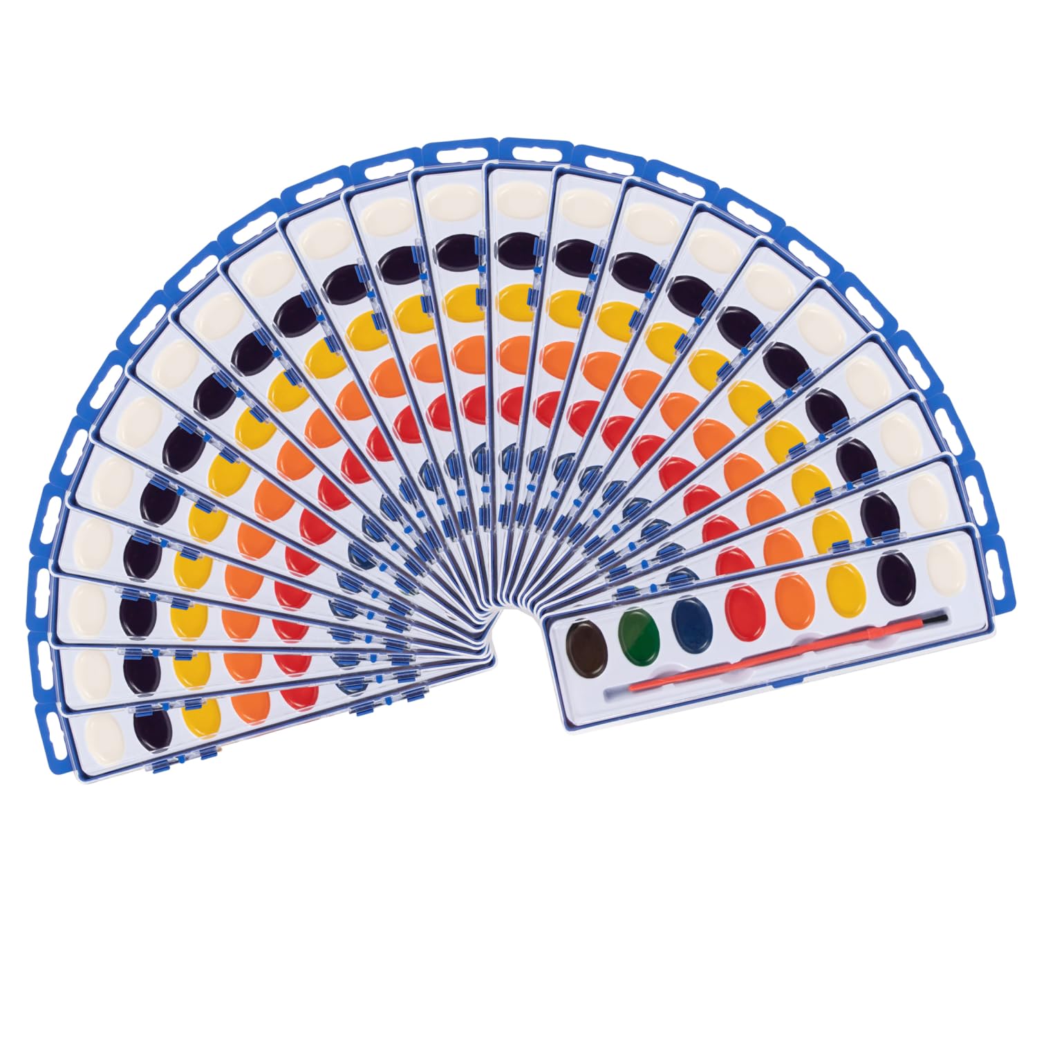 Neliblu Watercolor Paint Set for Kids - Pack of 24 Water Coloring Set with 8 Washable Colors and Paintbrush - Arts and Craft Supply for Parties, Schools, and Art Lessons - Spark Creativity in Children