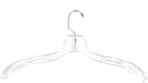 Extra Heavy-Duty 17 inch Wide Clear Plastic Adult Shirt Hangers with Swivel Hook and Notched Shoulders (Quantity 25) (25)