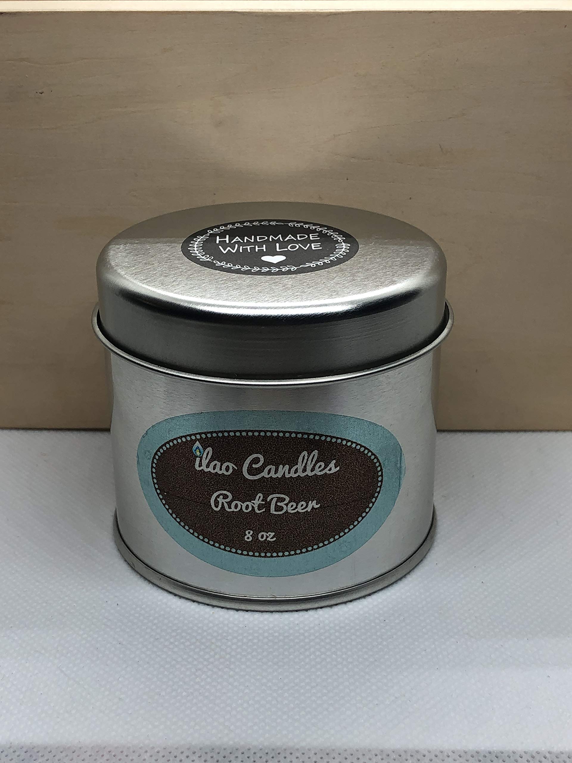 Root Beer 8 oz Tin Jar Pure Soy Wax Candle Hand Poured in the USA