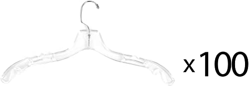 Extra Heavy-Duty 17 inch Wide Clear Plastic Adult Shirt Hangers with Swivel Hook and Notched Shoulders (Quantity 25) (25)