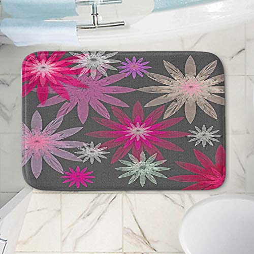 Dia Noche Memory Foam Bathroom or Kitchen Mats by Pam Amos - Starburst Red Pink Small 24" x 17"