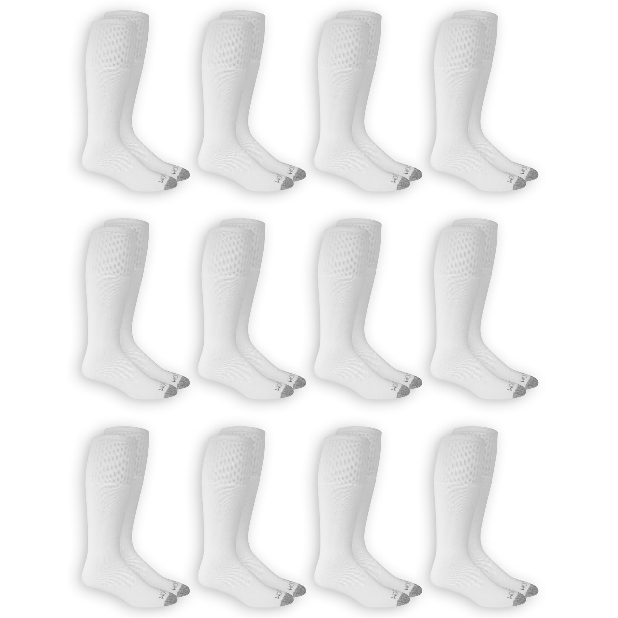 Fruit of the Loom Men's Dual Defense Tube Socks (12 Pack), White, Medium (6 - 12)