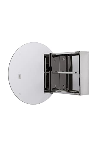 Croydex Severn Stainless Steel Circular Medicine Cabinet with Over Hanging Mirror Door, 19.7 x 19.7 x 3.9 In.