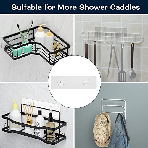 AKTECKE Shower Caddy Adhesive Replacement, No Drilling Transparent Adhesive Wall Hooks for Corner Shower Organizer, Waterproof Adhesive Strips for Bathroom Storage Shelf