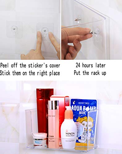 Sooyee 2-Pack Shower Caddies,No Drilling Wall Mounted Bathroom Corner Shelf Organizer with Hooks Suction Kitchen Storage,Stackable Makeup Organizer Stand on Countertop,Clear