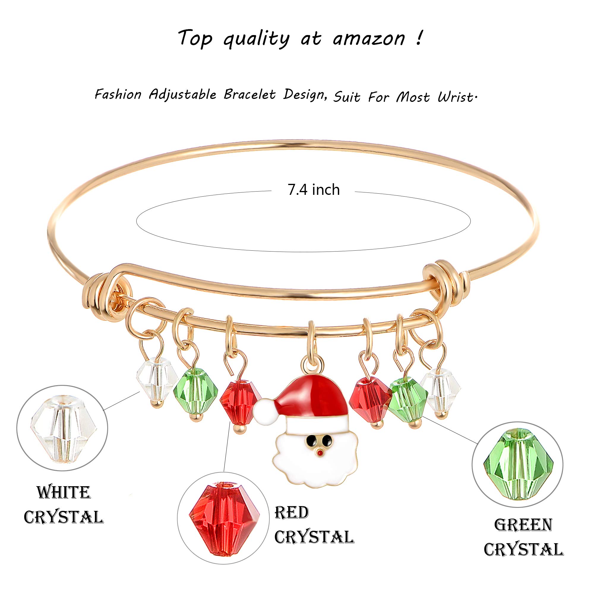 9 Pcs Christmas Expandable Charm Bracelet Thanksgiving Xmas Holiday Bracelets Jewelry Set for Women