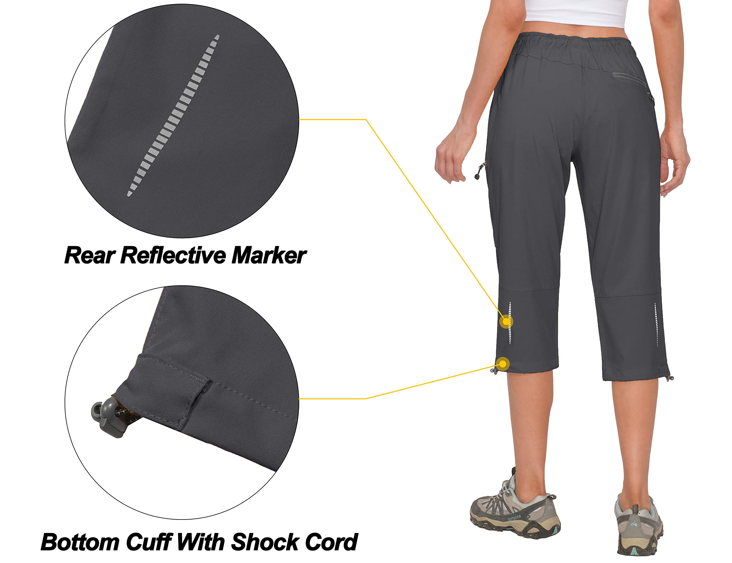 Little Donkey Andy Women's Quick Dry 3/4 Pants Capri Shorts Lightweight Hiking Travel Casual Steel Gray M
