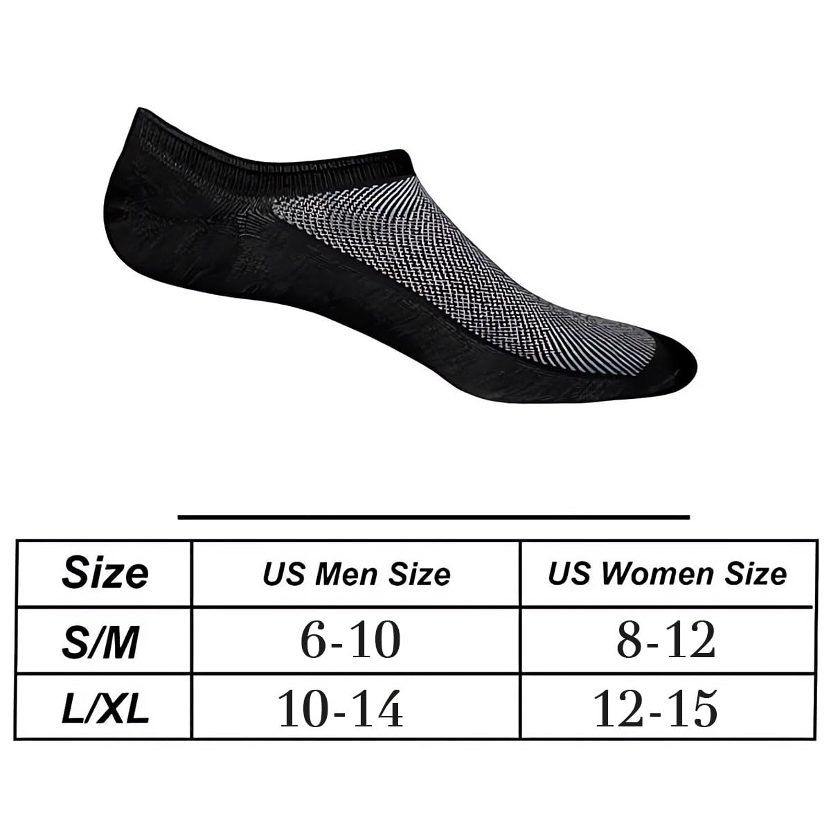 Faustine No Show Socks Ankle Low Cut Socks for Mens or Womens, Non Slip, 8 Pairs (8 Pairs (Black), L/XL(US Men Shoes Size 10-14))