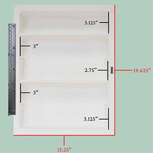 Mirrors and More 16" x 22" Medicine Cabinets for Bathroom with Mirror - Frameless Polished Edge, Recessed, Modern Home Décor, Bevel Edge, Adjustable Shelves