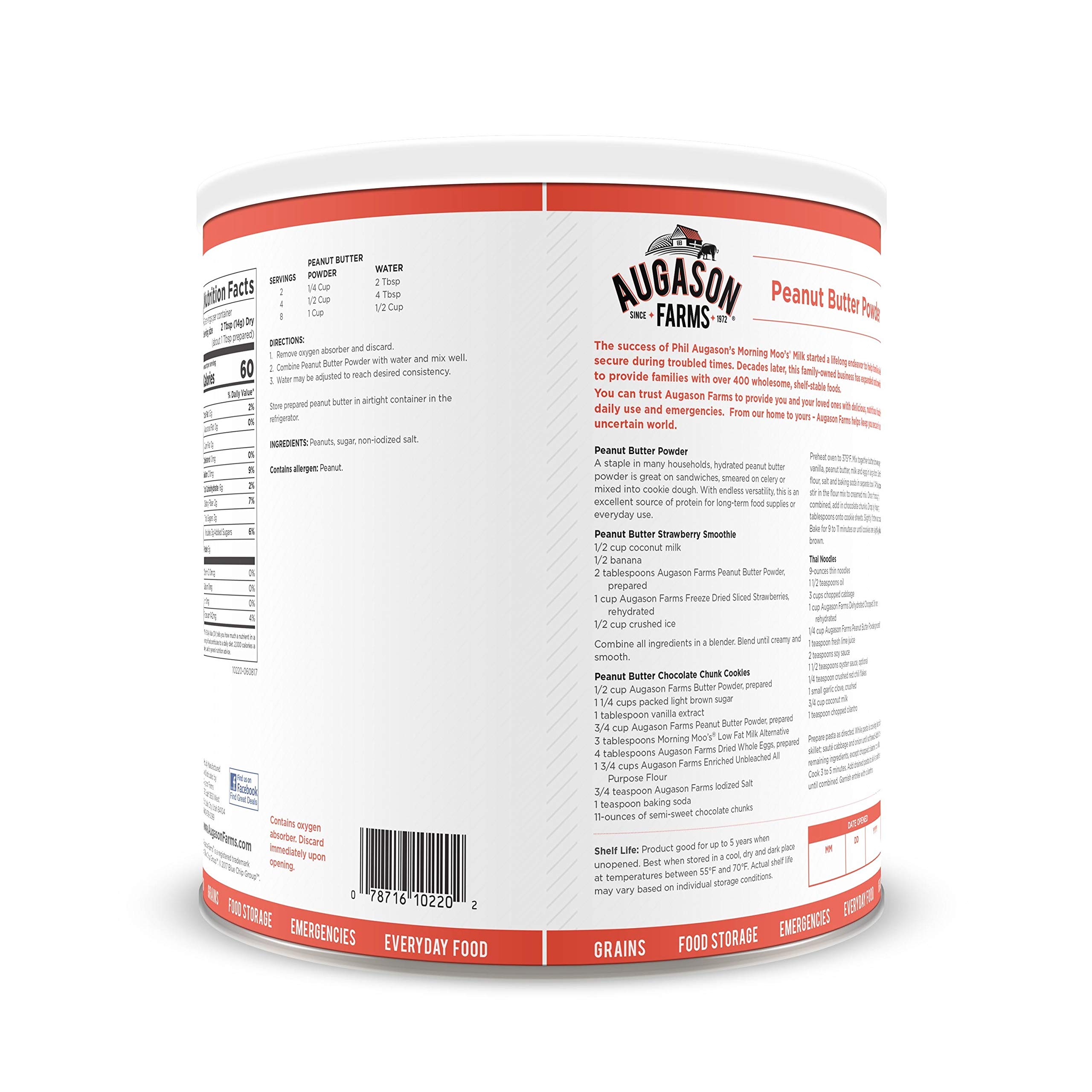 Augason Farms Peanut Butter Powder 2 lbs No. 10 Can 3-pack (no. 10 can)