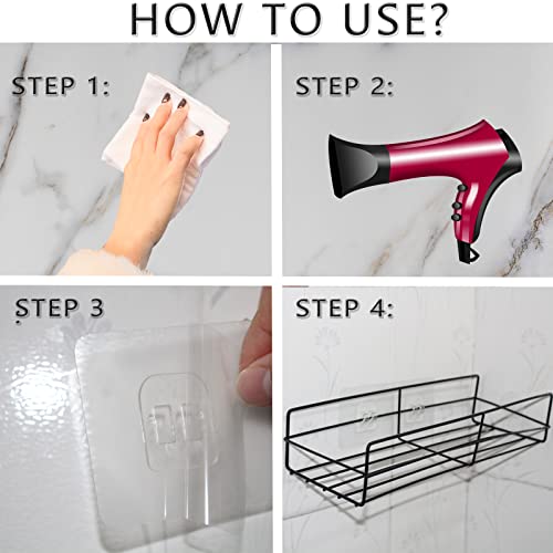 Mershica Shower Caddy Adhesive Replacement 6 Pcs, Strong Waterproof Transparent Shower Adhesive Hanging Hooks No Drilling for Shower Caddy Corner Shelf, Soap Holder, Bathroom Storage Shelves