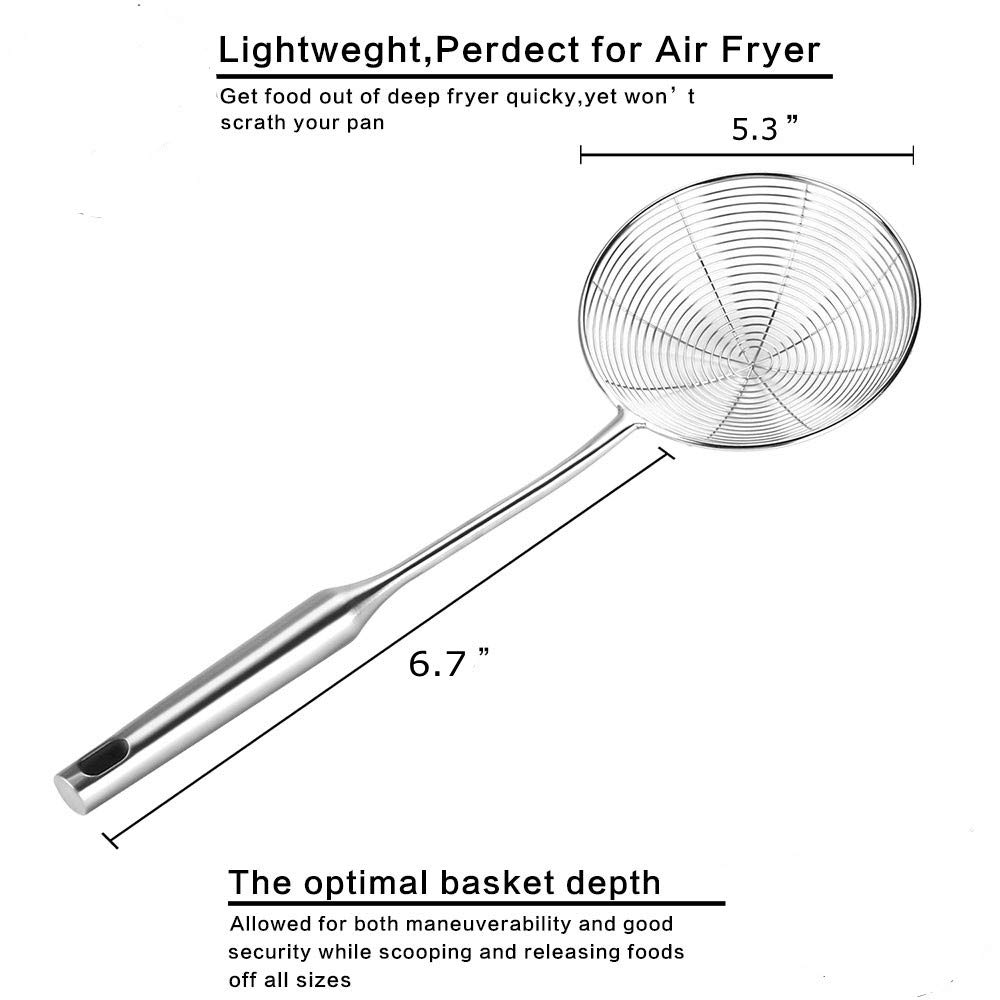 Xingmin Spider Strainer Skimmer Ladle Stainless Steel Aasian Metal Frying Basket With Long Handle Large Spoon Food Japanese Pasta Kitchen Oil Solid Professional Mesh Wire 5 Inch