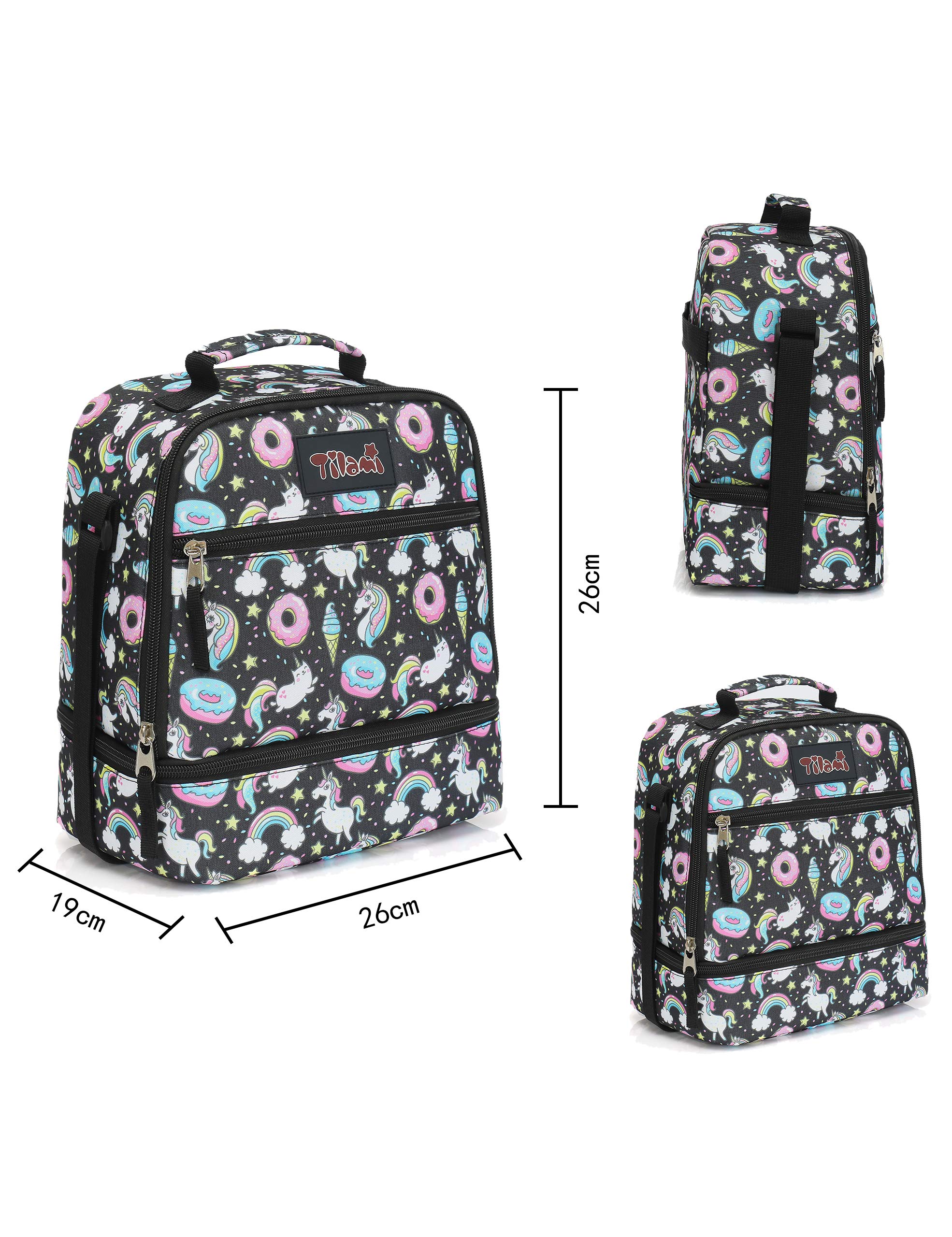 Tilami Rolling Backpack 19 inch with Lunch Bag Wheeled Laptop Backpack, Unicorn Cute
