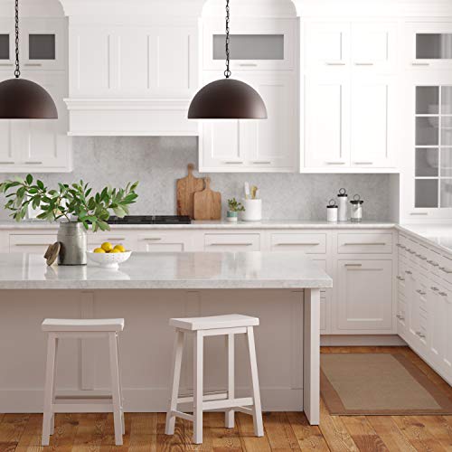 Amazon Basics Solid Wood Saddle-Seat Counter Height Kitchen Island Barstool, 24-Inch Height, White - Set of 2