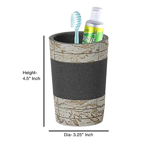 nu steel Rustic (Set of 8) Bath Accesory Set in Real Cement and Stone: Includes Q-tip Jar, Soap Dish, Toothbrush Holder, Tumbler, Soap/ Lotion Dispenser, Wastebasket, Tissue Box Holder, Amenity Tray