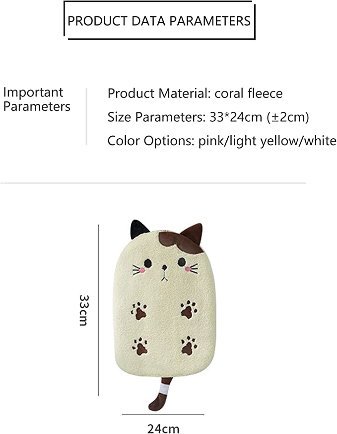 M-Tra Hand Towel β Premium Kitchen Hand Towels with Hanging Loop β Cute Design Dish Towels β Ultra-Absorbent Coral Fleece β Hand Towels for Kitchen, Bathroom, Dishes (1 pcs) (Pink, Kitty)
