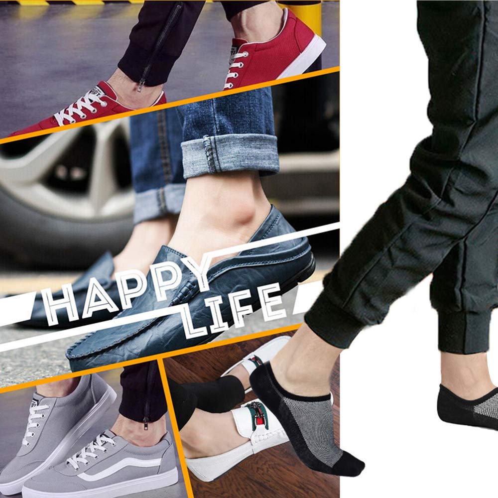 Faustine No Show Socks Ankle Low Cut Socks for Mens or Womens, Non Slip, 8 Pairs (8 Pairs (Black), L/XL(US Men Shoes Size 10-14))