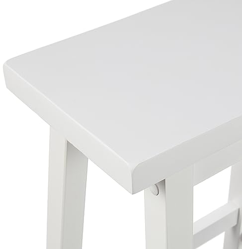 Amazon Basics Solid Wood Saddle-Seat Counter Height Kitchen Island Barstool, 24-Inch Height, White - Set of 2