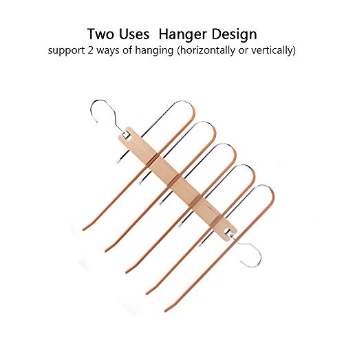 XUANSHUO Space Saving Hangers Metal Magic Hangers Closet Wardrobe Clothing Hanger Organizer,Updated Hook Design (Wooden Pant Hanger)
