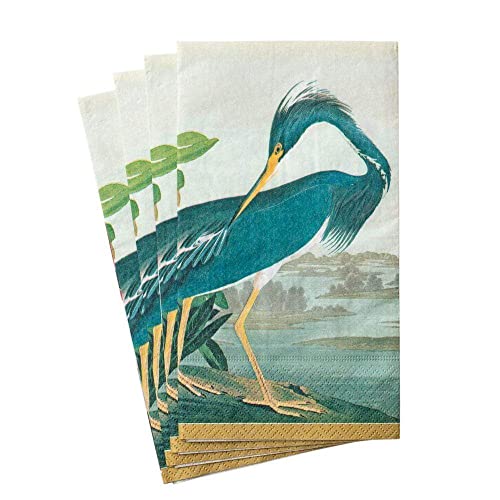 Caspari Audubon Birds Paper Guest Towel Napkins, 15 Per Package, Pink