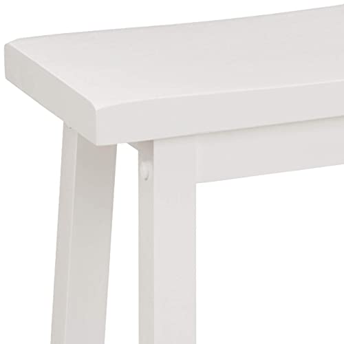 Amazon Basics Solid Wood Saddle-Seat Counter Height Kitchen Island Barstool, 24-Inch Height, White - Set of 2