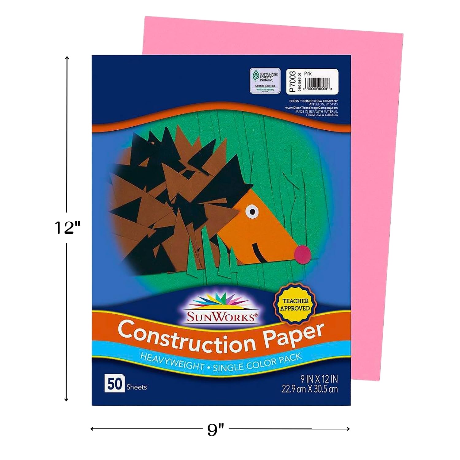 Fun Express Sunworks® Pink 9" x 12" Heavyweight Construction Paper - Art Supplies - Art Paper - 50 Pieces