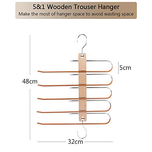 XUANSHUO Space Saving Hangers Metal Magic Hangers Closet Wardrobe Clothing Hanger Organizer,Updated Hook Design (Wooden Pant Hanger)