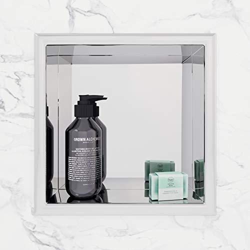 Shower Niche β NO TILE NEEDED 12" x 12" Polished Chrome Single Shelf Organizer, Square β Best Modern In Wall Bathroom Accessory for Shower or Tub Storage | Nook Insert Holds Soap, Bottles, Toiletries