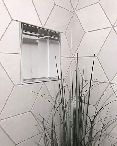 Shower Niche β NO TILE NEEDED 12" x 12" Polished Chrome Single Shelf Organizer, Square β Best Modern In Wall Bathroom Accessory for Shower or Tub Storage | Nook Insert Holds Soap, Bottles, Toiletries