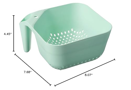 Tovolo Tovolo 3 Quart Colander BPA Free Food Safe Plastic Strainer with Handle Heavy Duty Heat Resistant Pasta and Veggies Kitchen Drainer Steam Basket Dishwasher Safe, Mint