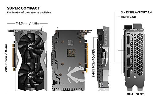 ZOTAC Gaming GeForce RTX 2060 Twin Fan 6GB GDDR6 192-bit Gaming Graphics Card, Super Compact, IceStorm 2.0, ZT-T20600F-10M