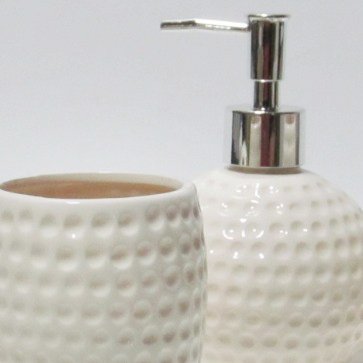 JustNile 5-Piece Trendy Ceramic Bathroom Accessory Set - White Golf Ball Design