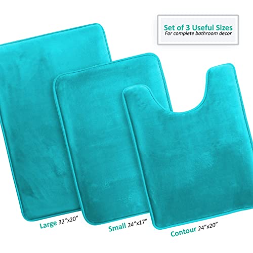 Clara Clark Bathroom Set β Bathroom Sets with Shower Curtain and Rugs, Soft Bathroom Rugs Non Slip, 23PC Teal Bathroom Accessories Set Complete with Bath Rugs, Shower Curtain Set with Liner and Hooks