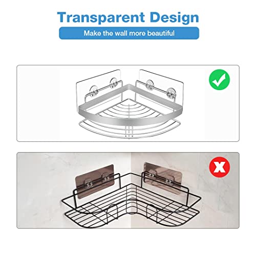 Conworld 4 Packs Shower Caddy Adhesive Replacement, Strong Sticky Heavy-duty Wall Adhesives Nail Free Transparent Adhesive Pad, Adhesives Hook for Shower Caddy, Kitchen Racks, Bathroom Storage Shelves