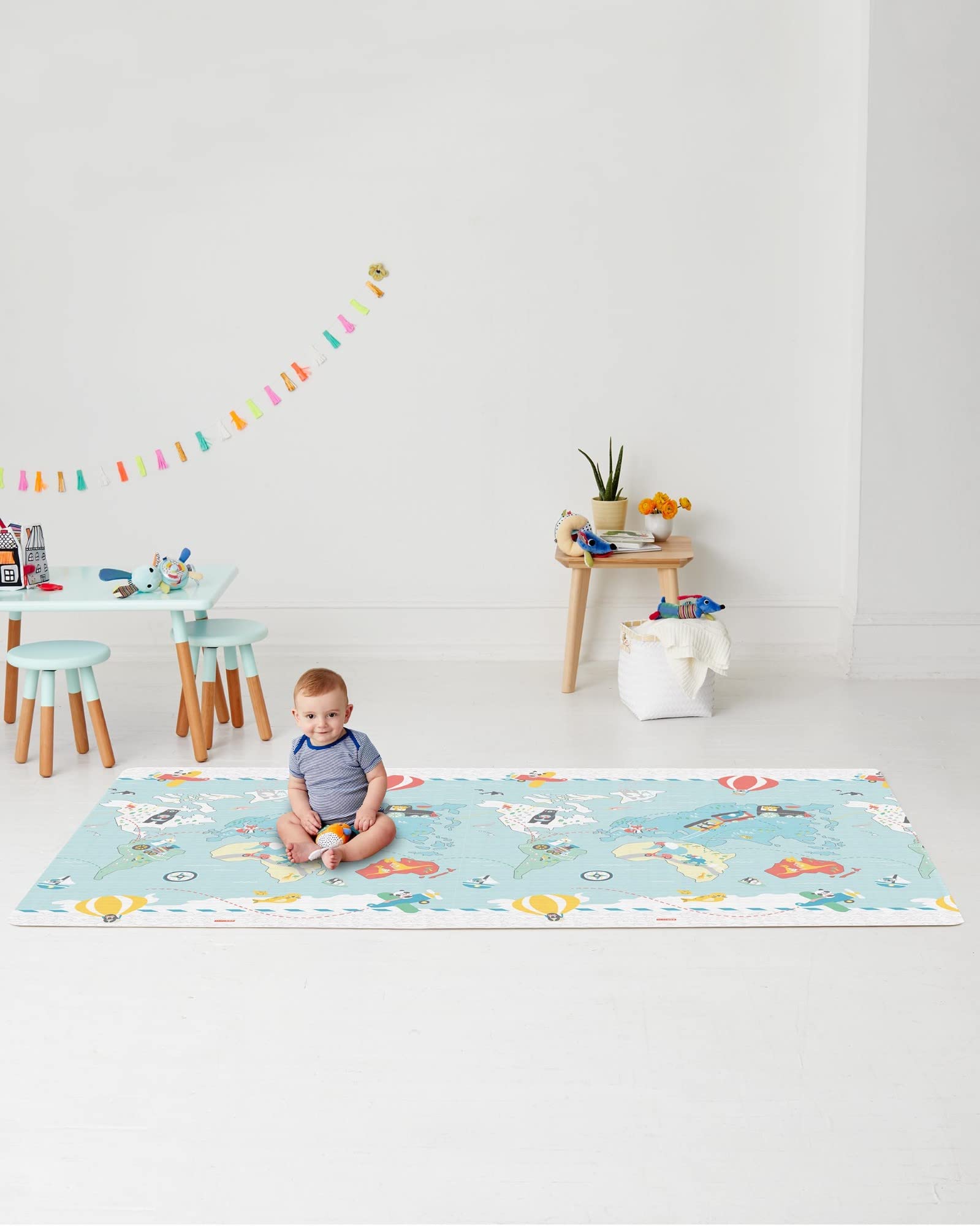 Skip Hop Baby Play Mat, Reversible Foam Floor Mat, 86" x 52", Little Traveler's