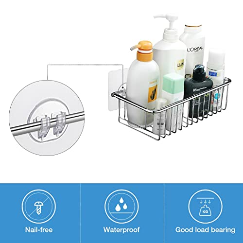 Conworld 4 Packs Shower Caddy Adhesive Replacement, Strong Sticky Heavy-duty Wall Adhesives Nail Free Transparent Adhesive Pad, Adhesives Hook for Shower Caddy, Kitchen Racks, Bathroom Storage Shelves