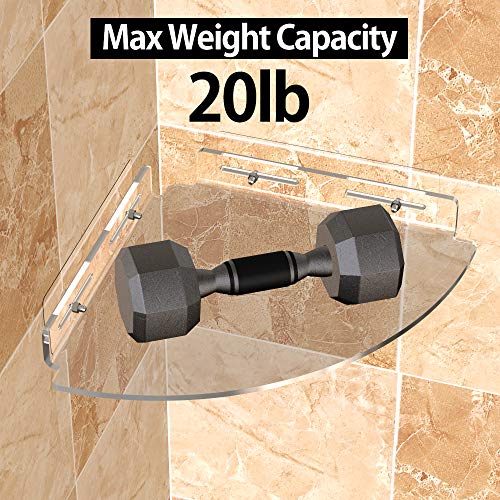 Vdomus 2 Pack Acrylic Bathroom Shelves, No Drilling Adhesive Bathroom Transparent Floating Shower Corner Shelf, Shower Shelves for Tile Walls, Shower Organizer Bathroom Storage