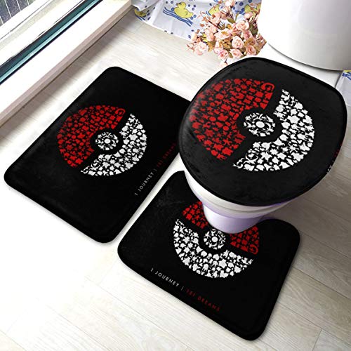 CAIRUO P_okem-on Go 3 Piece Set Bath Mat Set, Non-Slip Bathroom Mats Set/Bathroom Rugs/Contour Mat/Toilet Cover