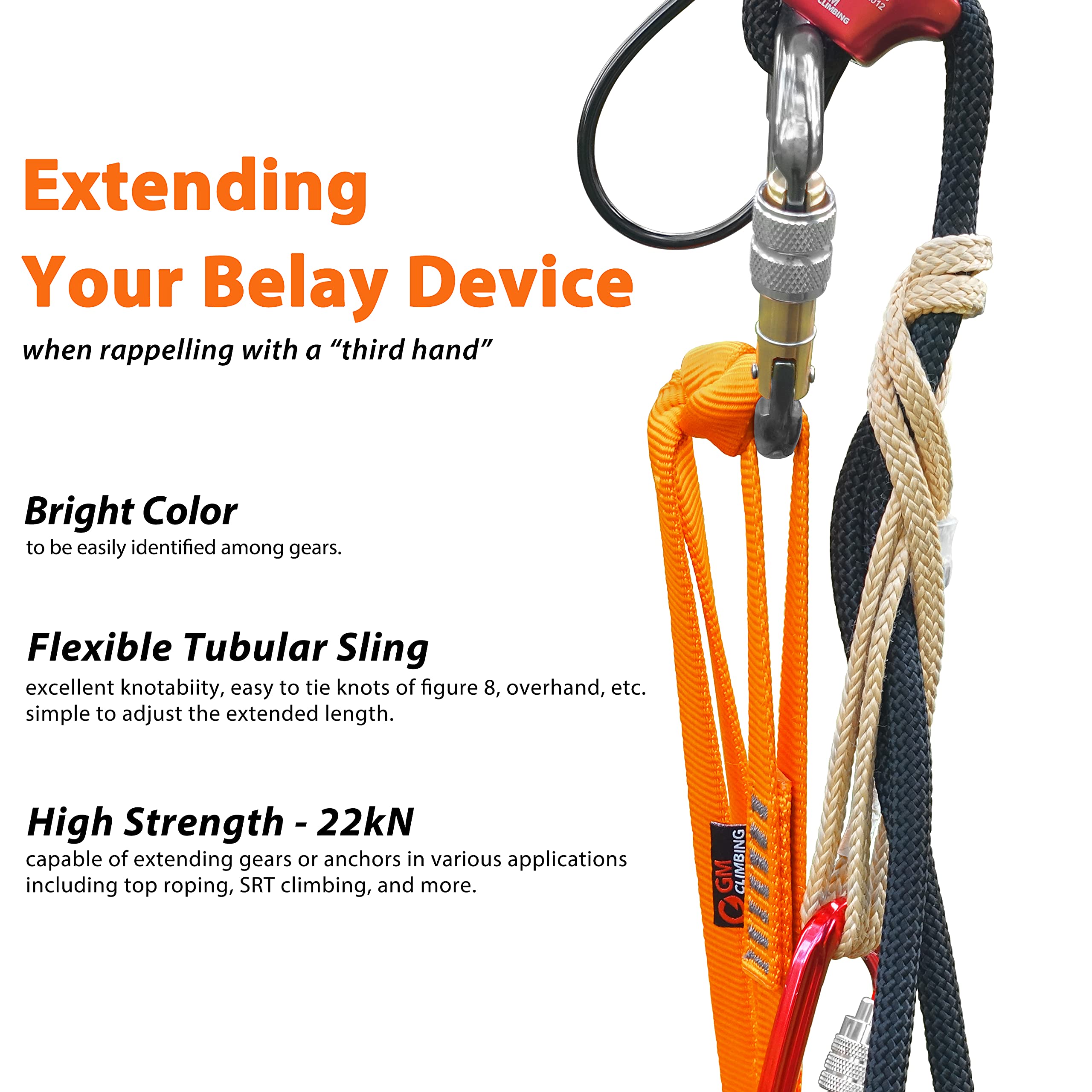 GM CLIMBING One Unit 16mm Nylon Sling Runner 30cm / 12inch (Gray)