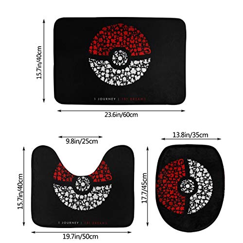 CAIRUO P_okem-on Go 3 Piece Set Bath Mat Set, Non-Slip Bathroom Mats Set/Bathroom Rugs/Contour Mat/Toilet Cover