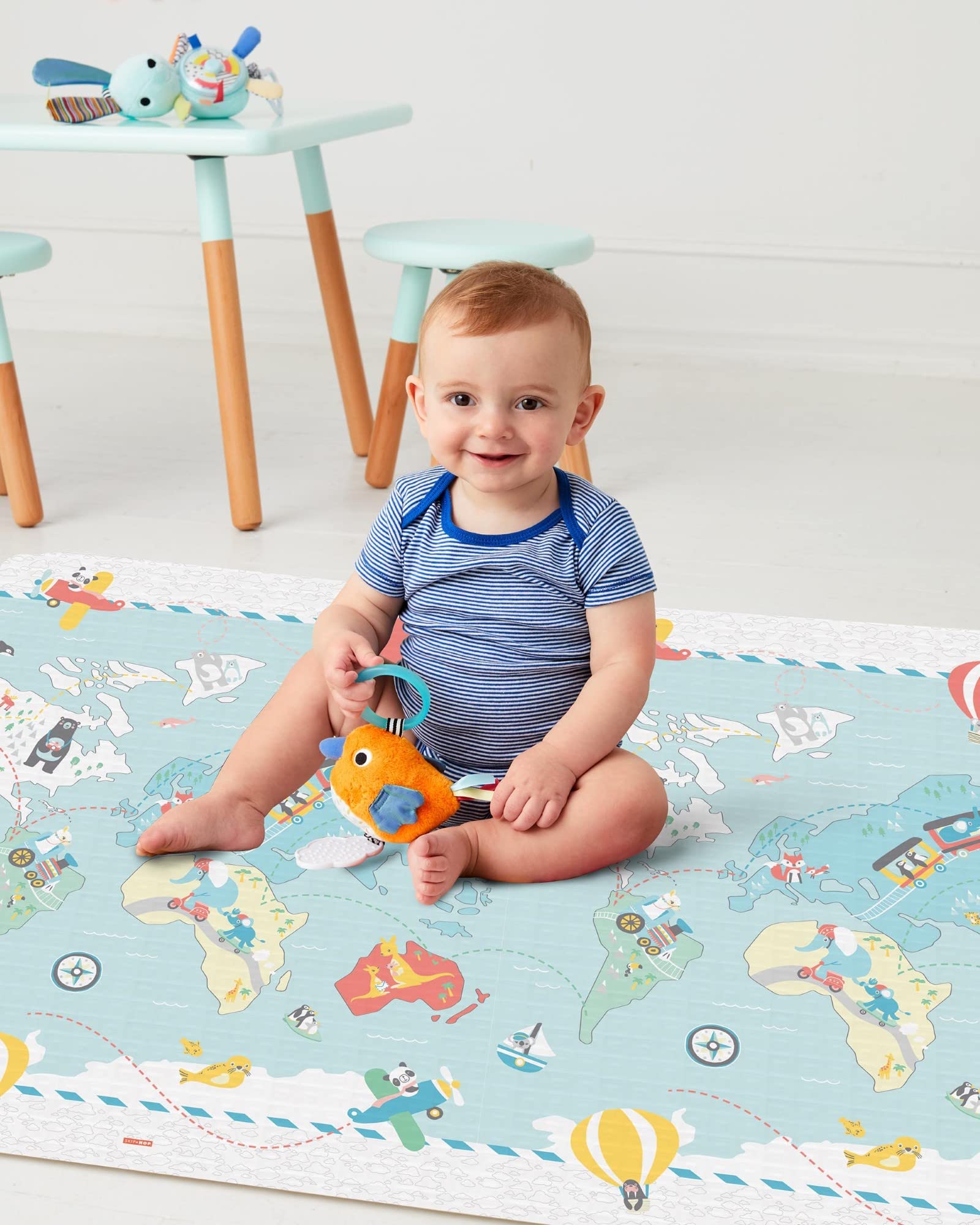 Skip Hop Baby Play Mat, Reversible Foam Floor Mat, 86" x 52", Little Traveler's