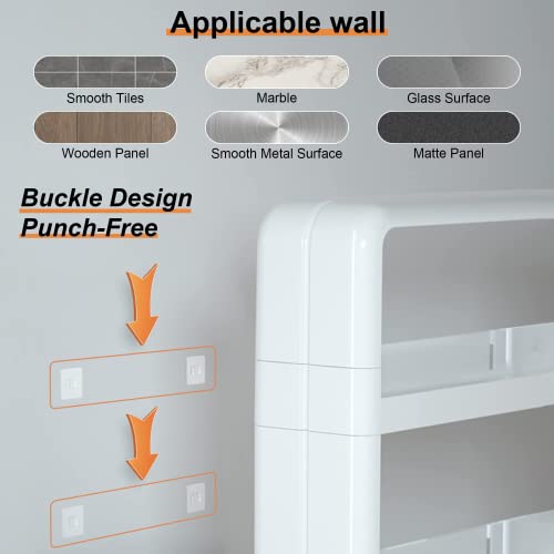 3 Tiers Bathroom Space Saver ,Over The Toilet Storage for Bath Essentials , Restroom Organization and Storage Shelf Over Washer and Dryer,No Drill,White