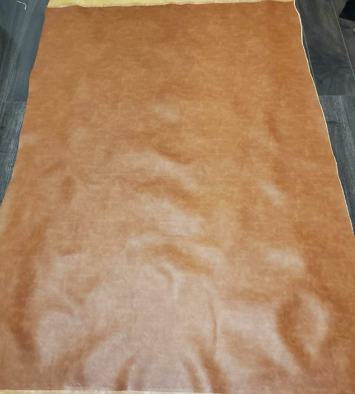 NAT Leathers | British Tan Two Tone Soft Faux Leather Upholstery Fabric (Peta Approved Vegan) | Synthetic PU Pleather 0.9mm Cut by The Yard | Mid Brown 1 Yard (36"x54")