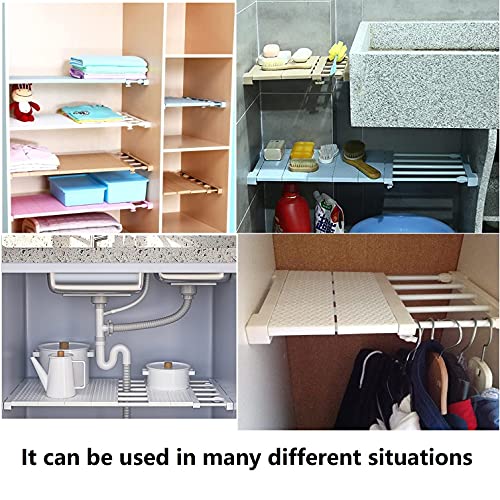 Adjustable Closet Organizer Storage Shelf Wall Mounted Kitchen Rack Space Saving Wardrobe Decorative Shelves Cabinet Holders (White, Length: 11.81 - 15.74 inch (30-40cm), Width: 9.44inch (24cm))