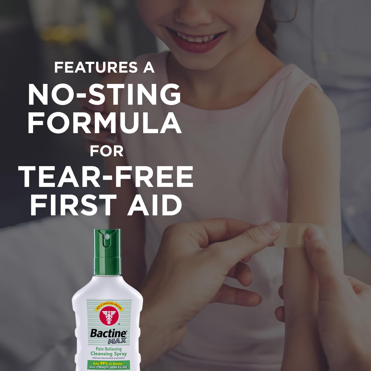 Bactine MAX First Aid Spray - Pain Relief Cleansing Spray with 4% Lidocaine - Numbing Lidocaine Kills 99.9% of Germs - Pain + Itch Relief For Minor Cuts & Scrapes, Burns & Bug Bites - 5oz