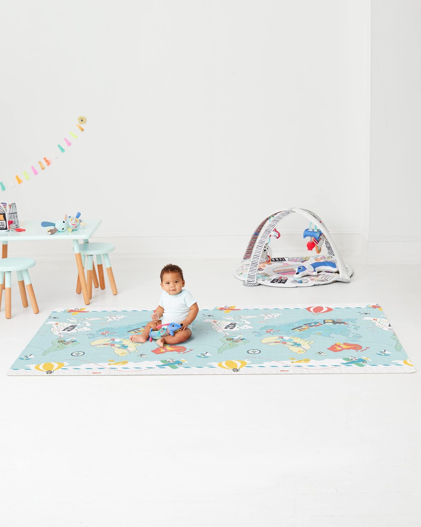 Skip Hop Baby Play Mat, Reversible Foam Floor Mat, 86" x 52", Little Traveler's