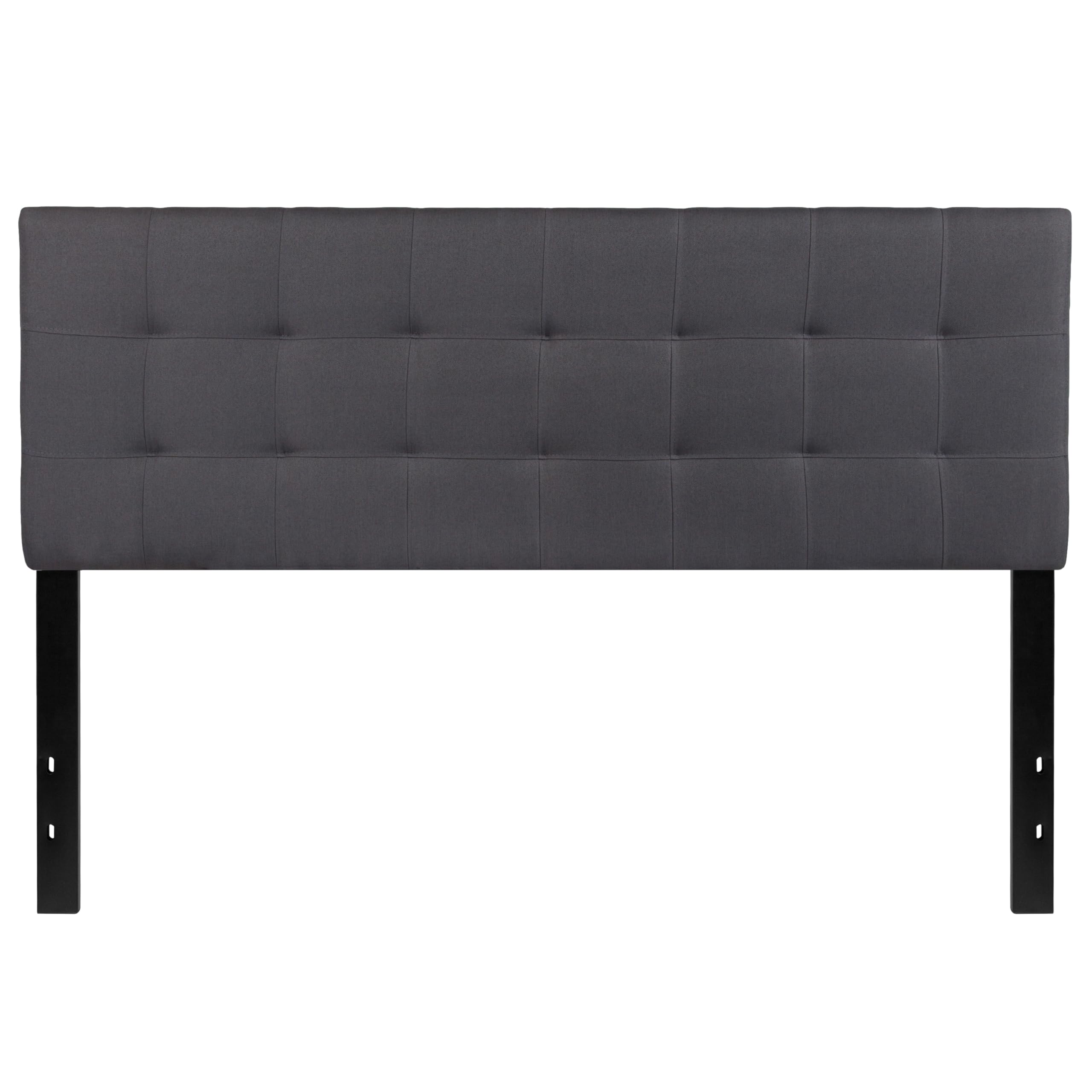 EMMA + OLIVER Quilted Tufted Queen Size Headboard in Dark Gray Fabric